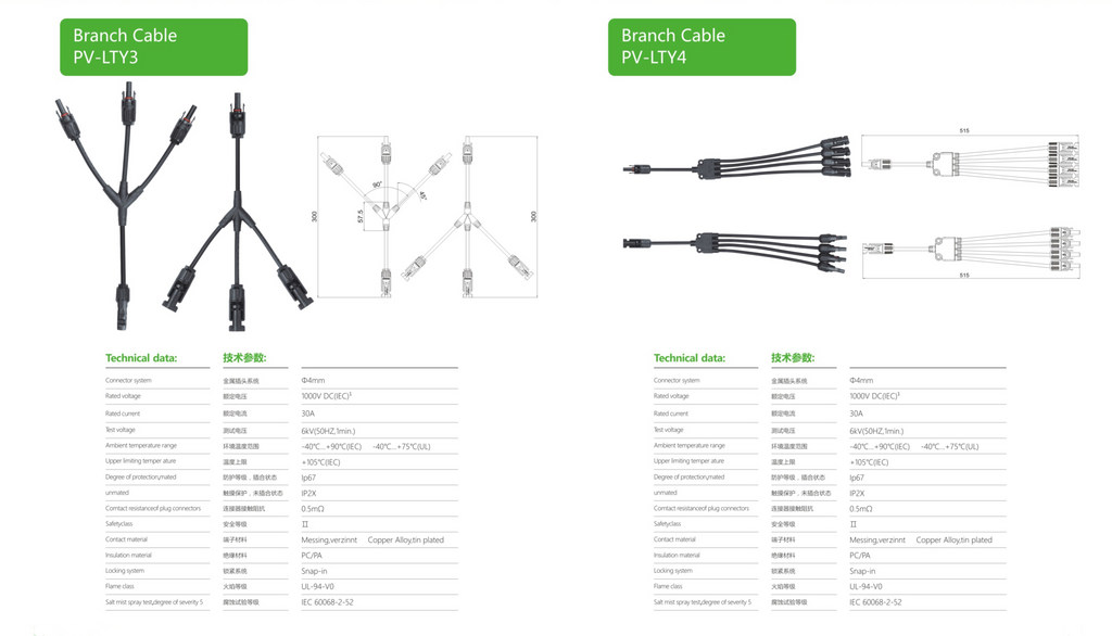 MC4 1000V 1500V Parallel Solar Panel Connector Y Branch 1 to (2,3,4) 1 ...