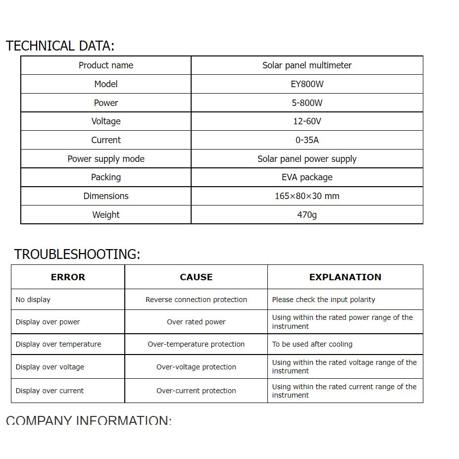 ELEJOY solar panel tester smart MPPT 400w 800w 1600w solar multimeter ...