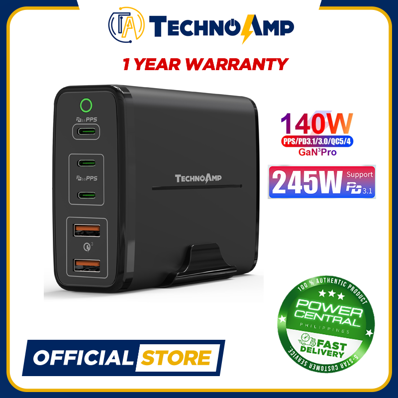 Technoamp GaN 245W 140W USB Type CPD 3.1 5 ports QC3.0 wall charger Ch ...