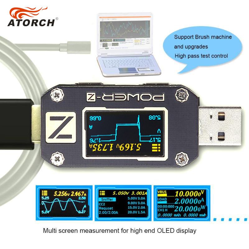 ATORCH POWER-Z USB tester Type-c PD QC 3.0 2.0 Charger Voltage Current ...