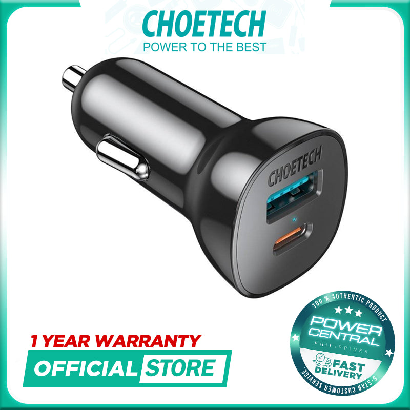 Choetech 36W fast car charger USB Type C PD USB QC3.0 3A 36W black TC0 ...