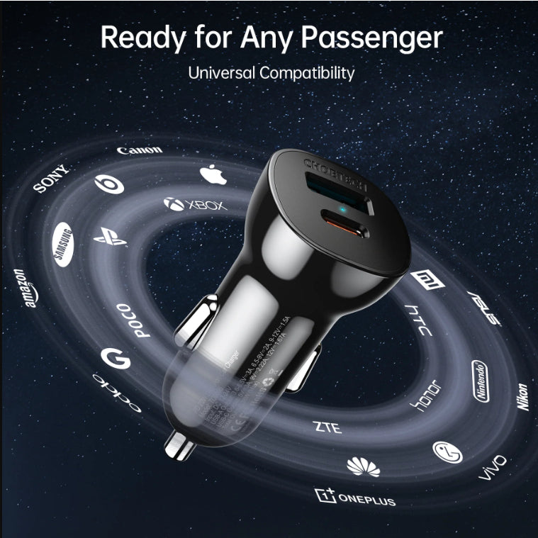 Choetech 36W fast car charger USB Type C PD USB QC3.0 3A 36W black TC0 ...